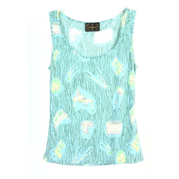 Fendi | Tops | Vintage Fendi Blue Home Decor Tank | Poshmark